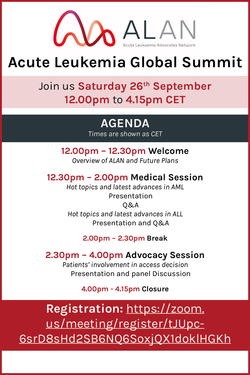 Acute Leukemia Global Summit: Registrations are open ! - ALAN
